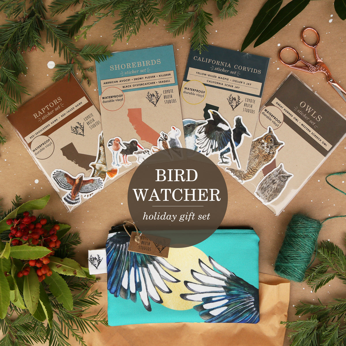 Bird Watcher Themed Gift Set with Stickers, Zipper Pouch – Coyote Brush ...