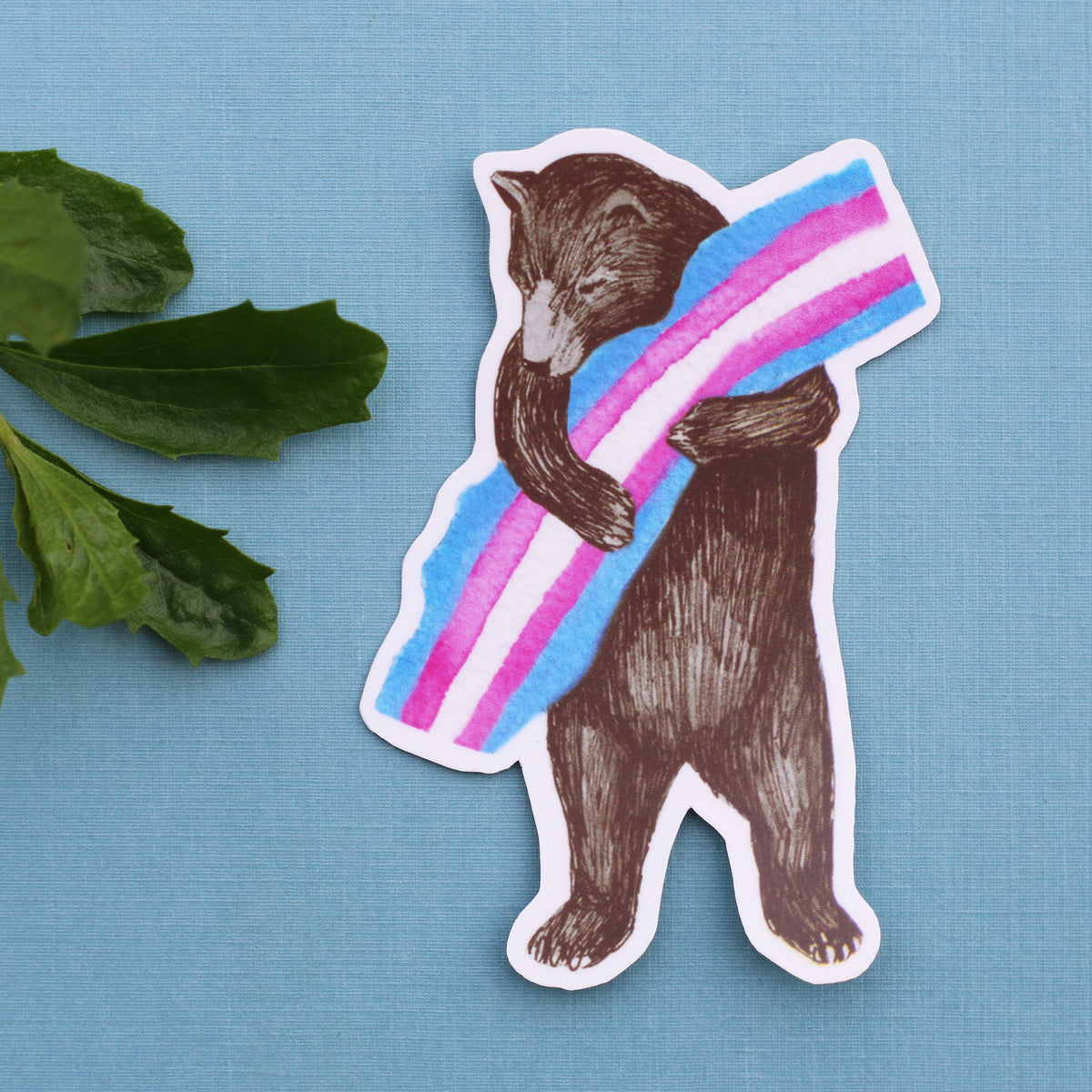 Pride Trans CA Pride Sticker Set: Two Vinyl Trans Flag Bear Stickers ...